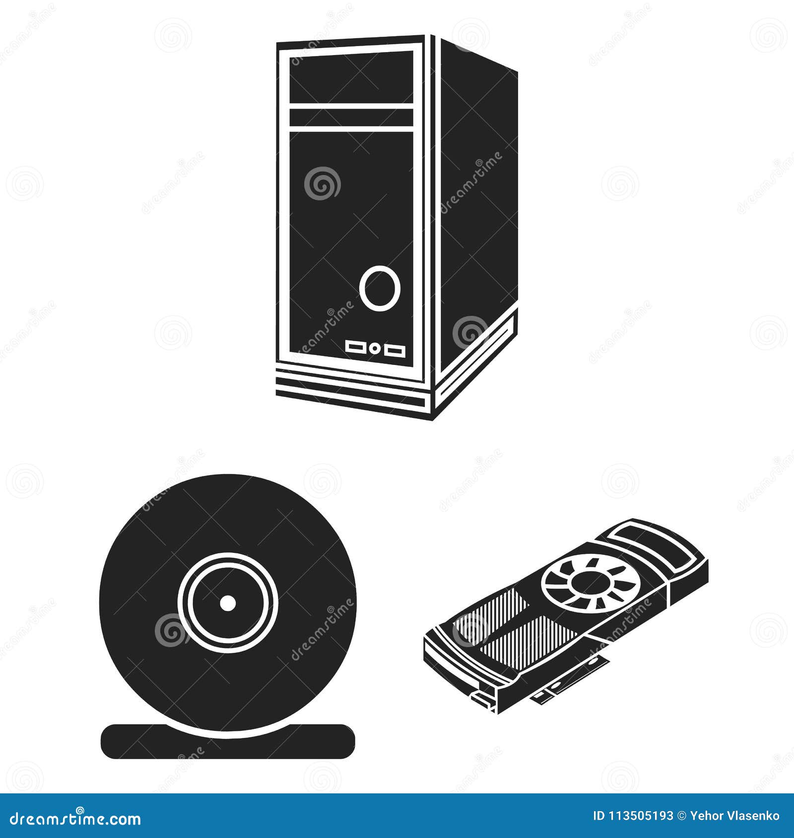 Personal Computer Black Icons in Set Collection for Design. Equipment ...