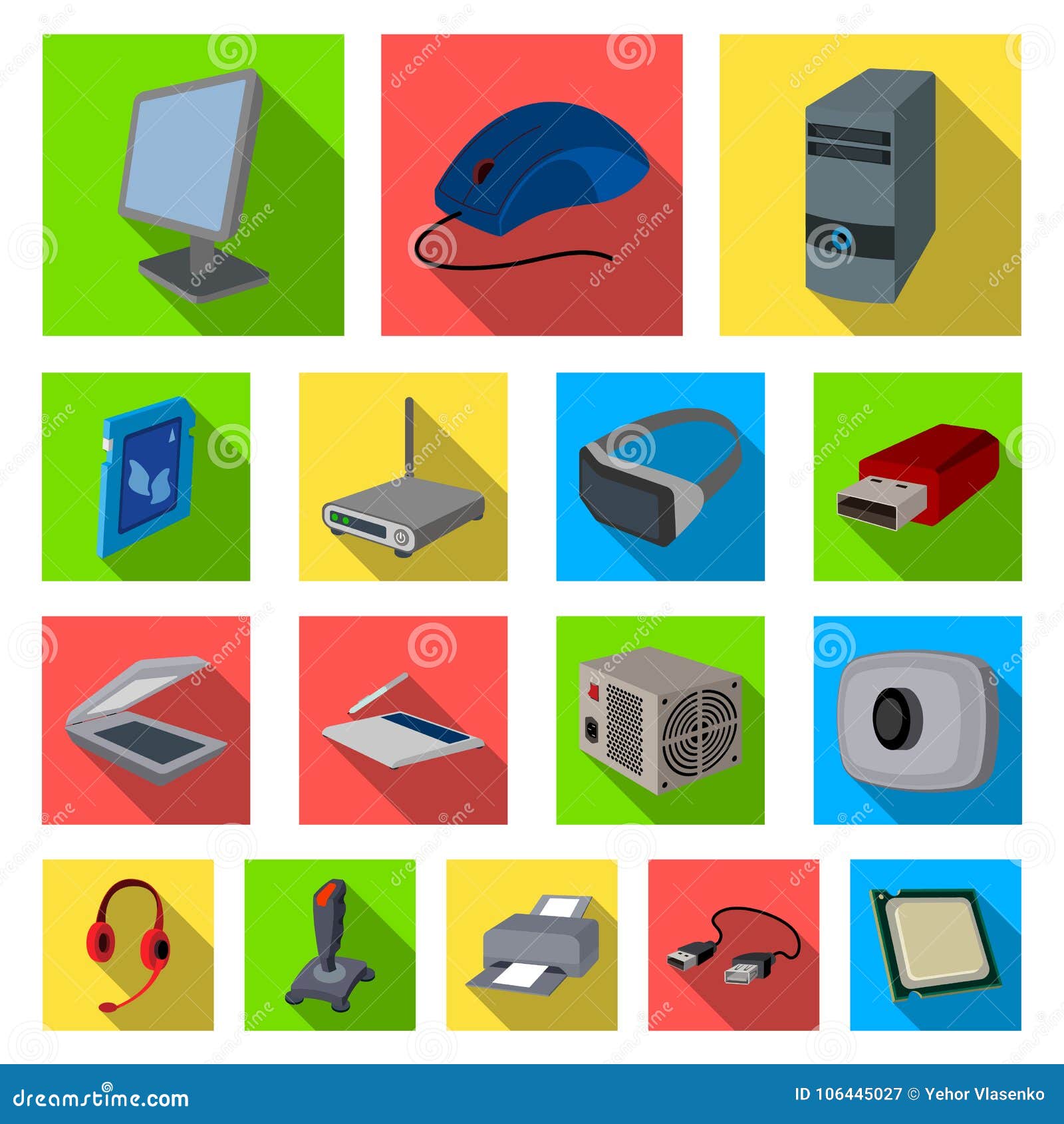 Personal Computer Flat Icons in Set Collection for Design. Equipment ...