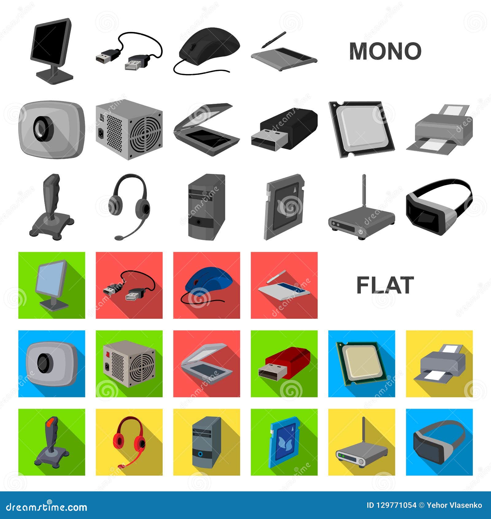 Personal Computer Flat Icons in Set Collection for Design. Equipment ...