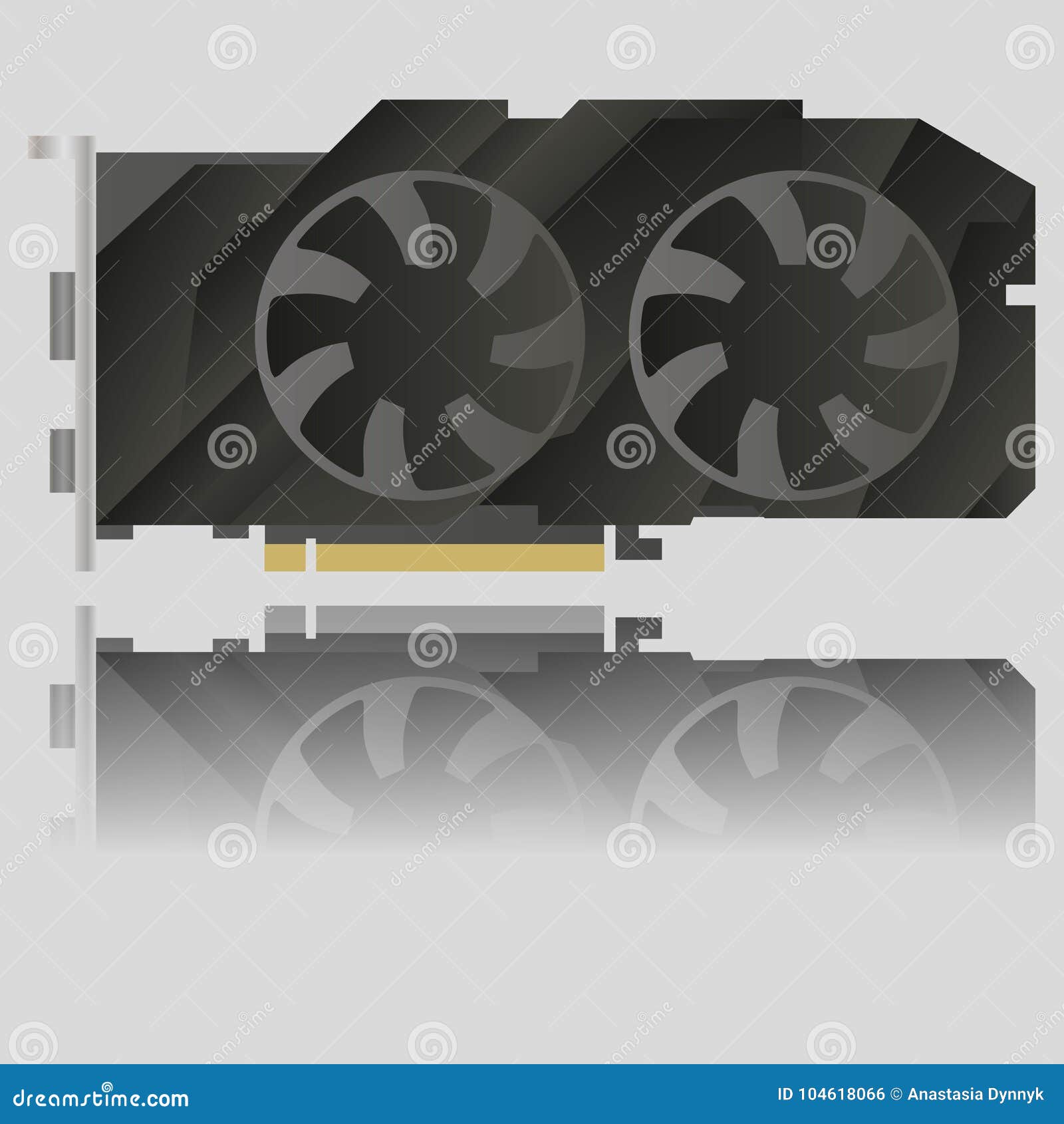 Personal Computer Graphic Card with Reflection Stock Vector ...