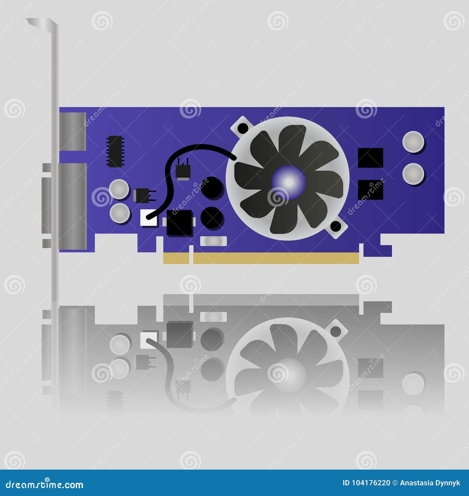 Personal Computer Graphic Card with Reflection Stock Vector ...