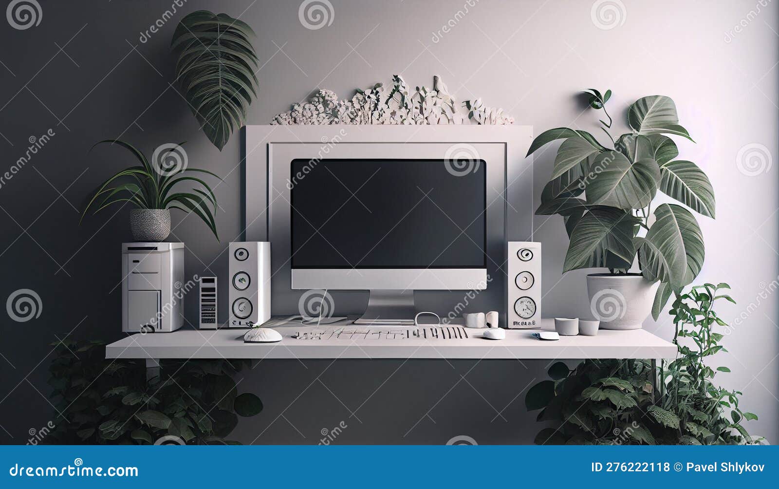 Personal computer at home stock illustration. Illustration of design ...