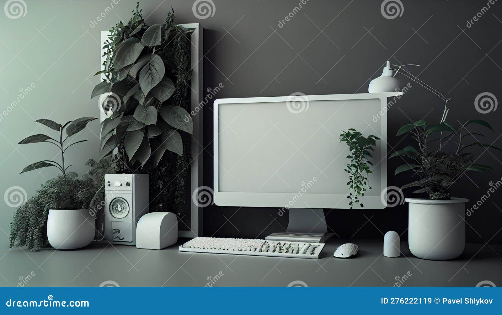 Personal computer at home stock illustration. Illustration of blank ...