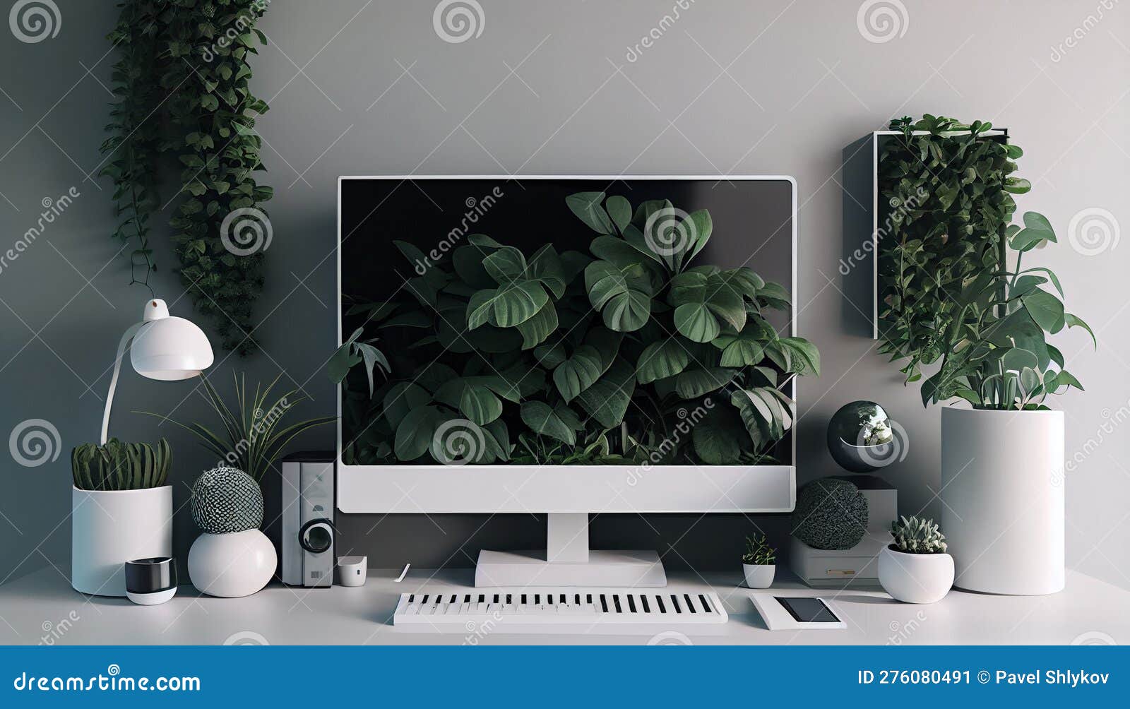 Personal computer at home stock illustration. Illustration of monitor ...