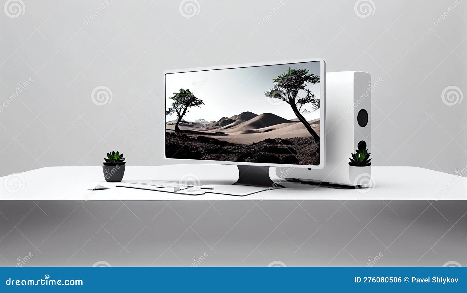 Personal computer at home stock illustration. Illustration of white ...