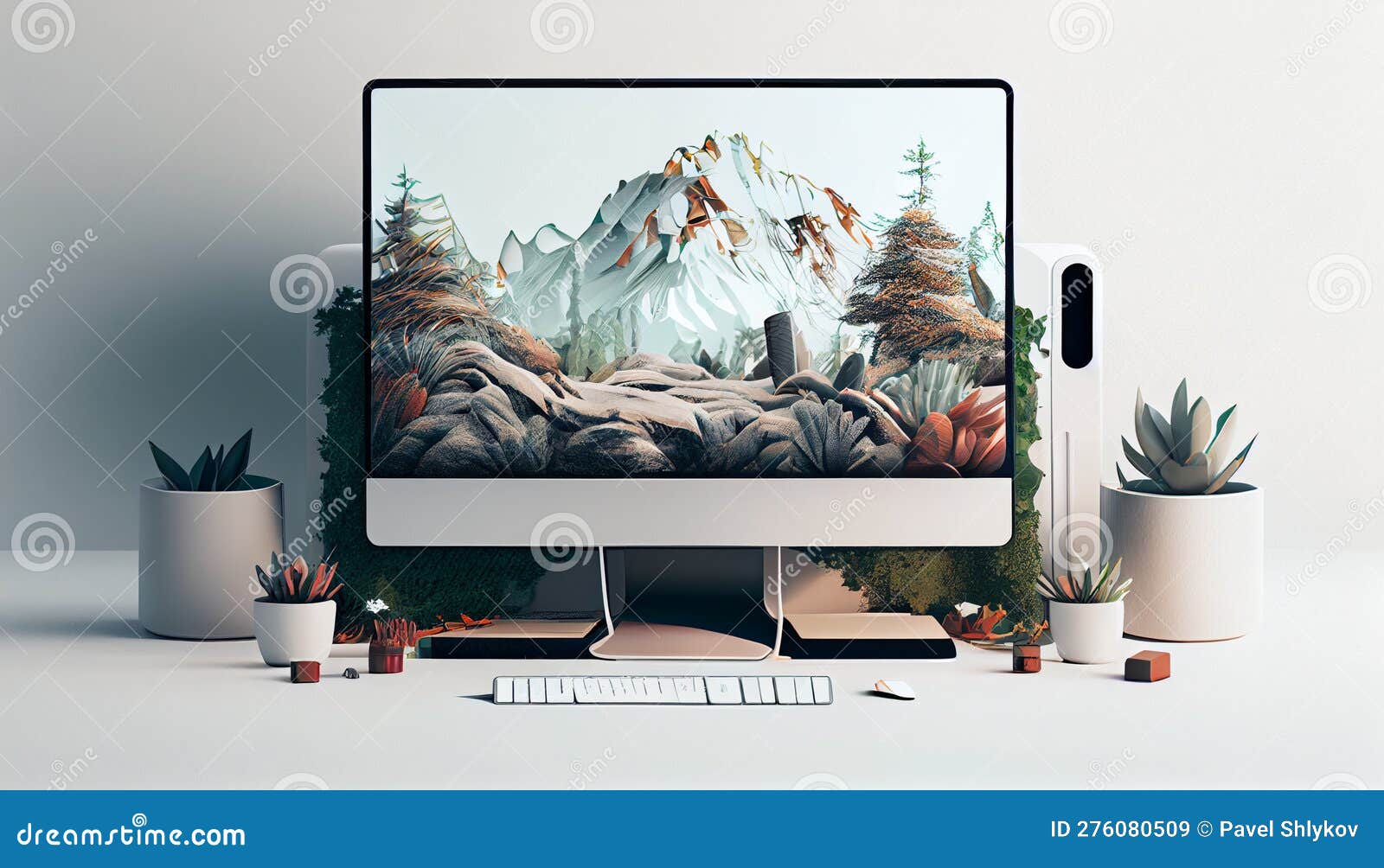 Personal computer at home stock illustration. Illustration of machine ...