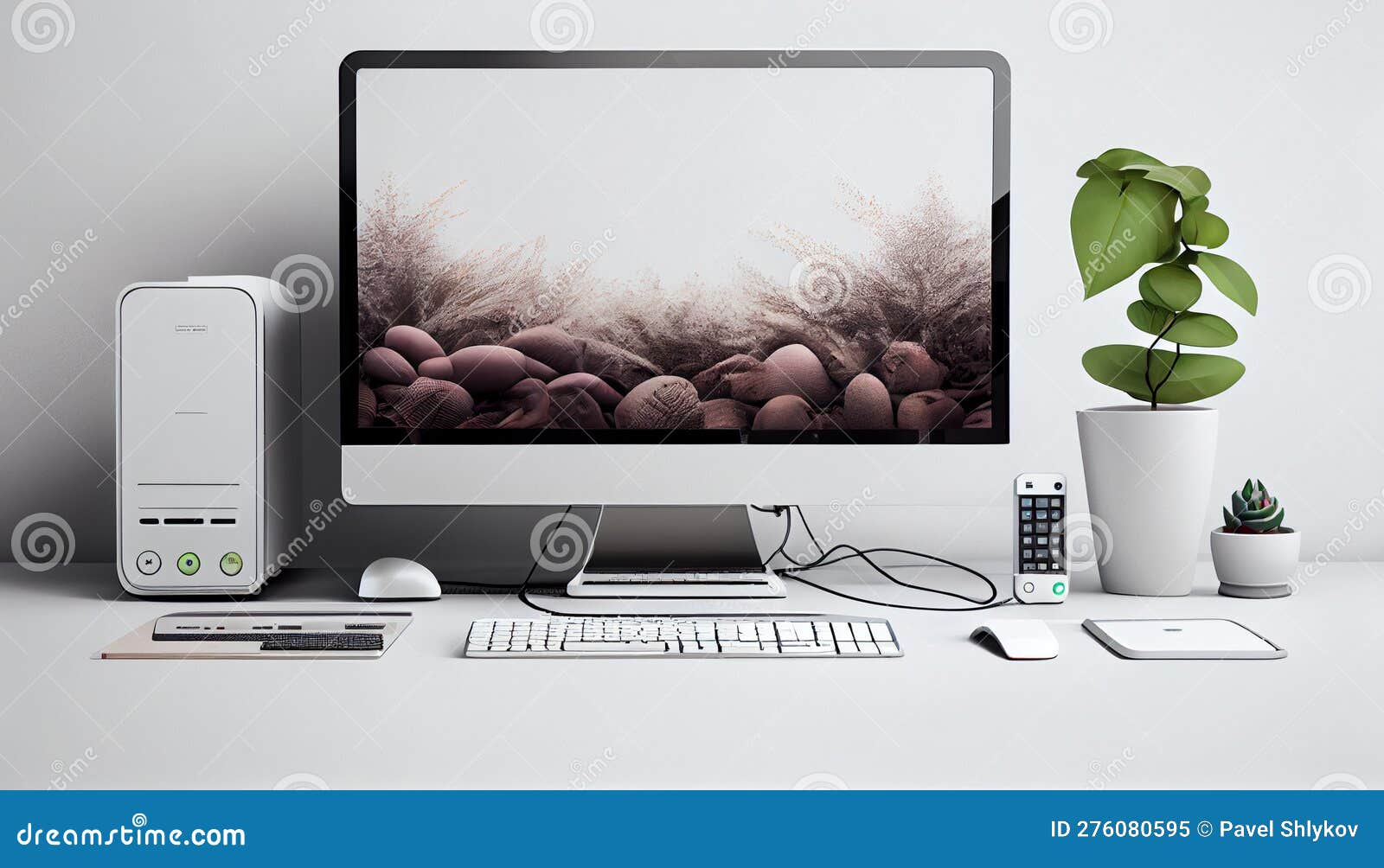 Personal computer at home stock illustration. Illustration of white ...