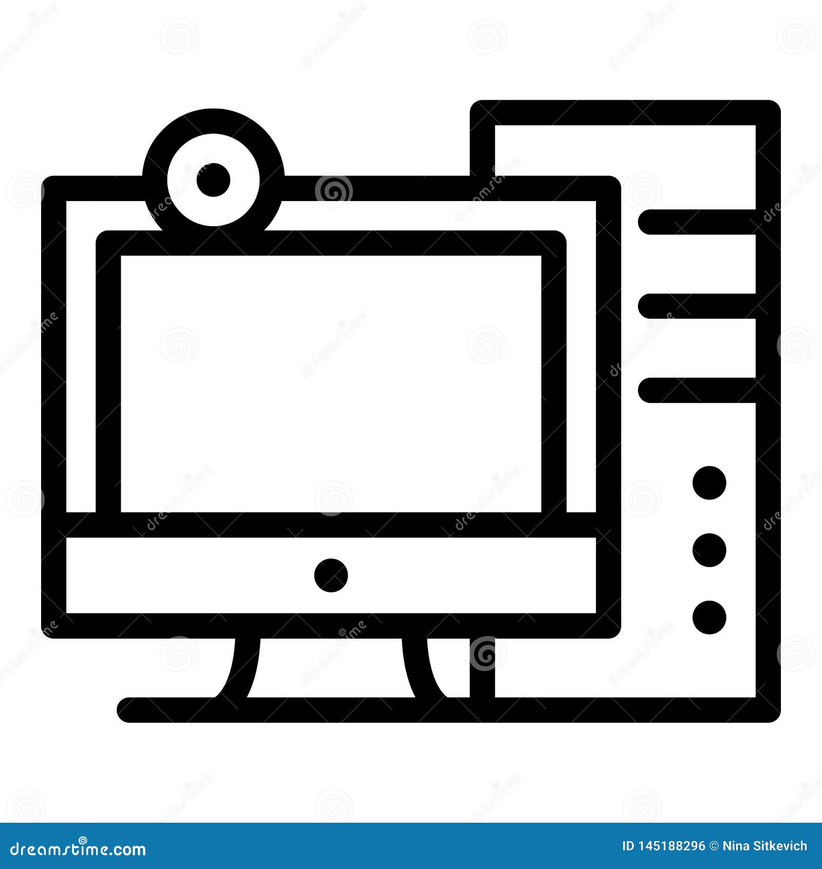 Personal Computer Icon, Outline Style Stock Vector - Illustration of ...