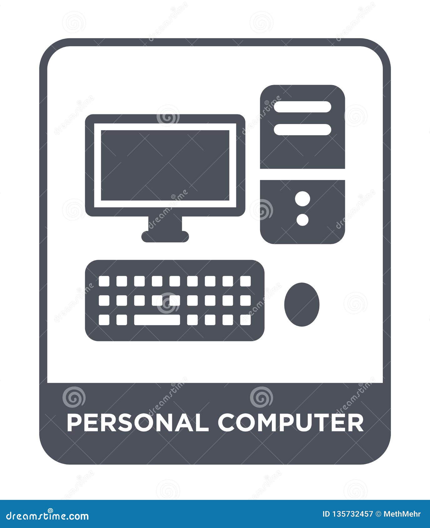 Personal Computer Icon in Trendy Design Style. Personal Computer Icon ...