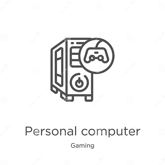 Personal Computer Icon Vector from Gaming Collection. Thin Line ...