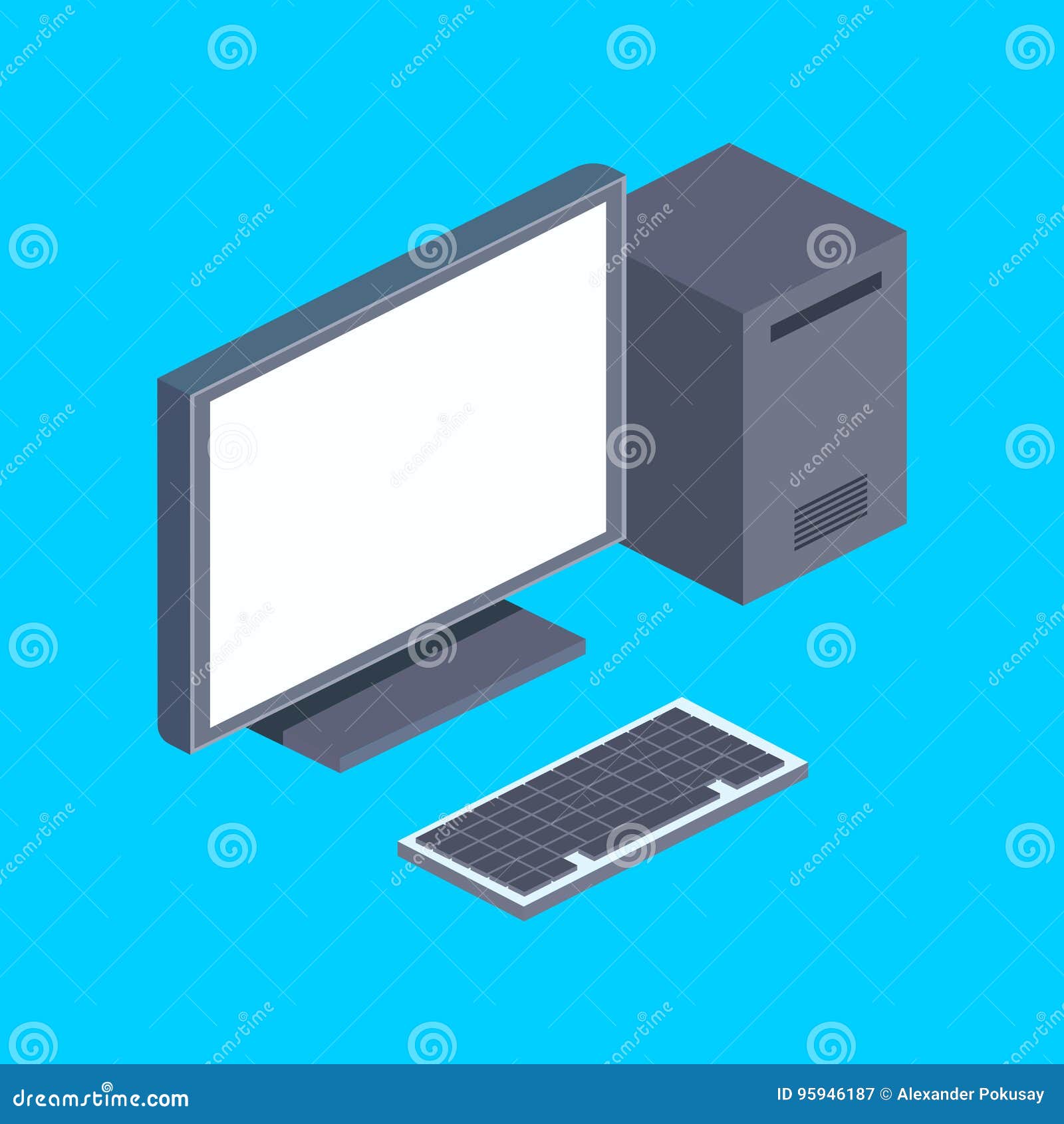 Personal Computer Isometric Vector Illustration Stock Vector ...
