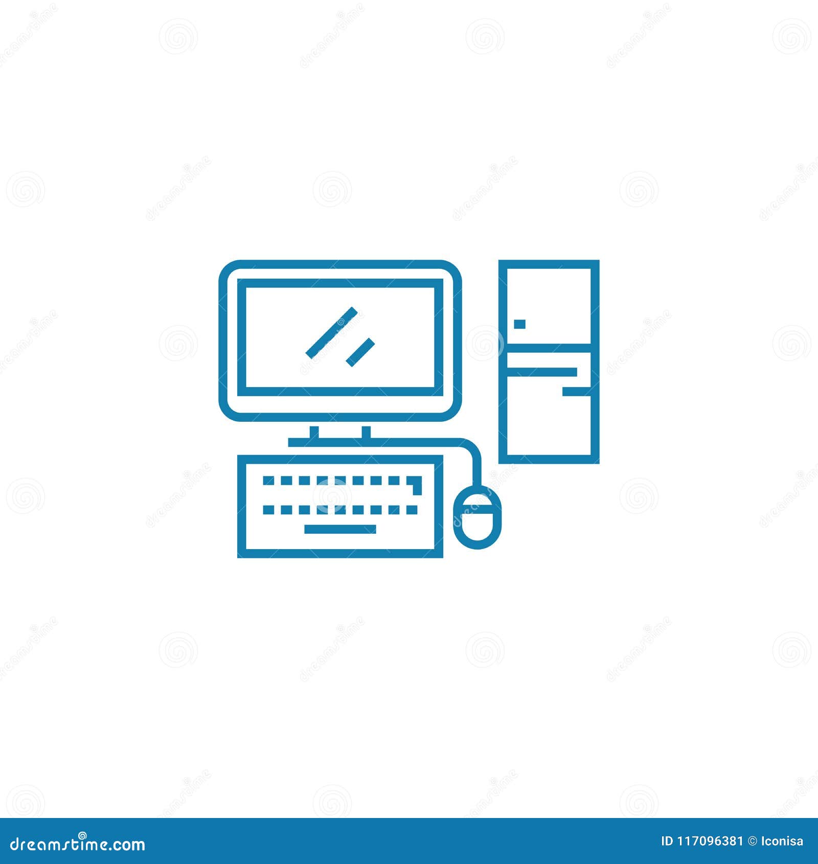 Personal Computer Linear Icon Concept. Personal Computer Line Vector ...