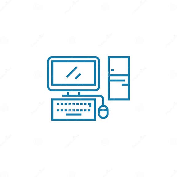 Personal Computer Linear Icon Concept. Personal Computer Line Vector ...