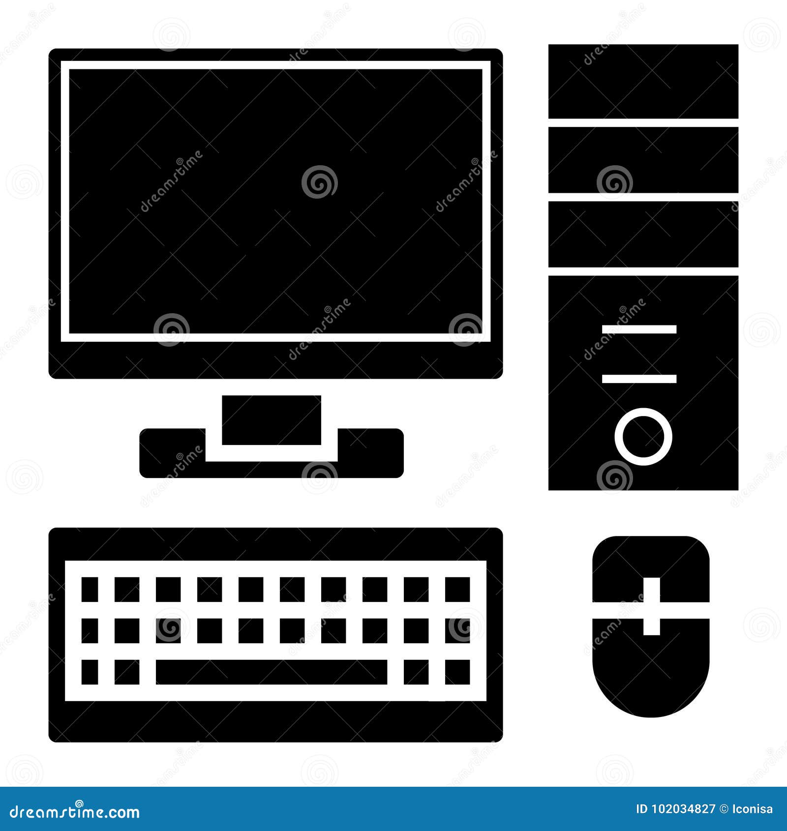 Personal Computer - Monitor Keyboard Mouse System Block Icon, Vector ... Personal Computer - Monitor Keyboard Mouse System Block Icon, Vector ...