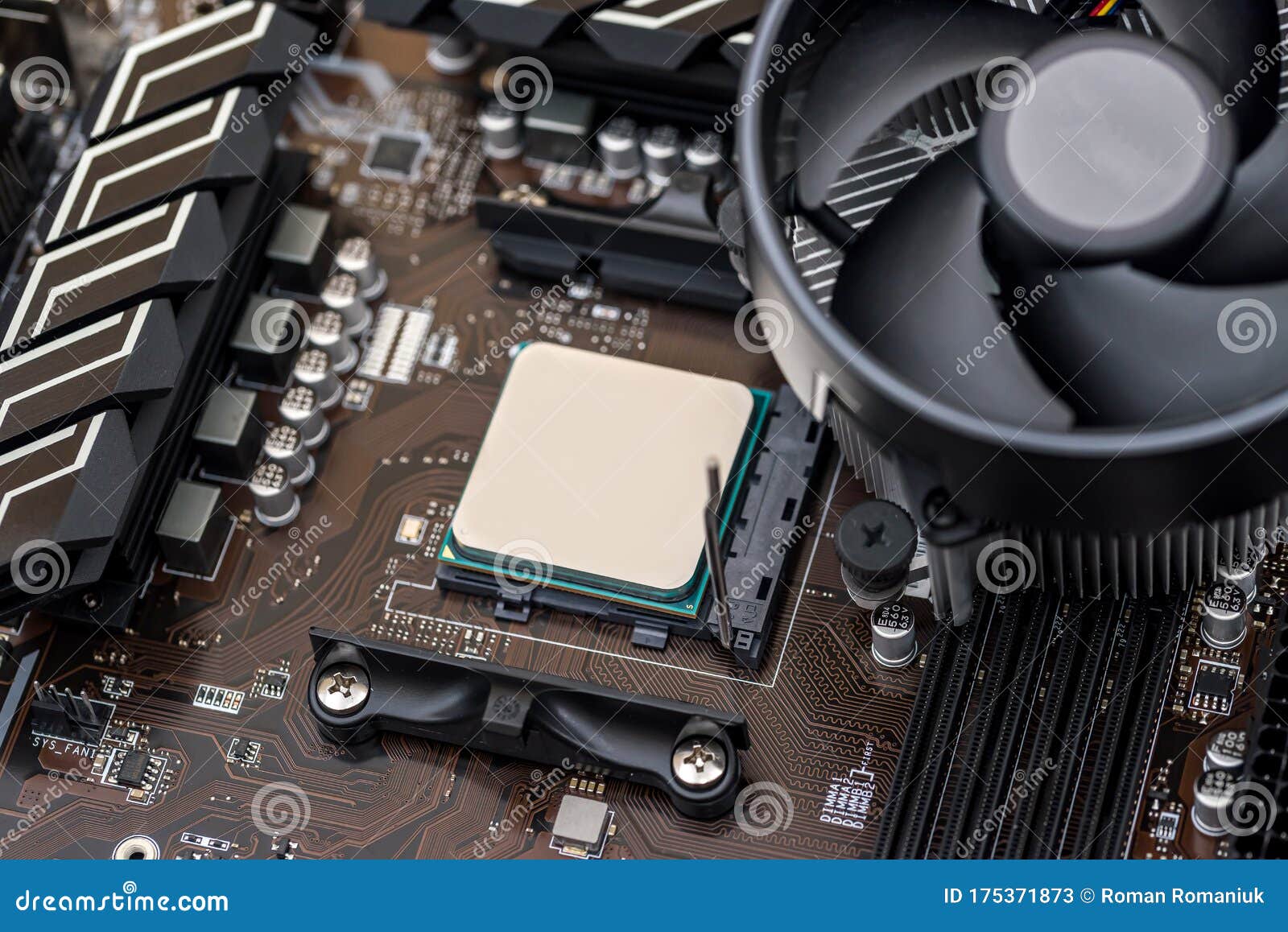 Personal Computer Motherboard with Different Details Close Up Stock ...