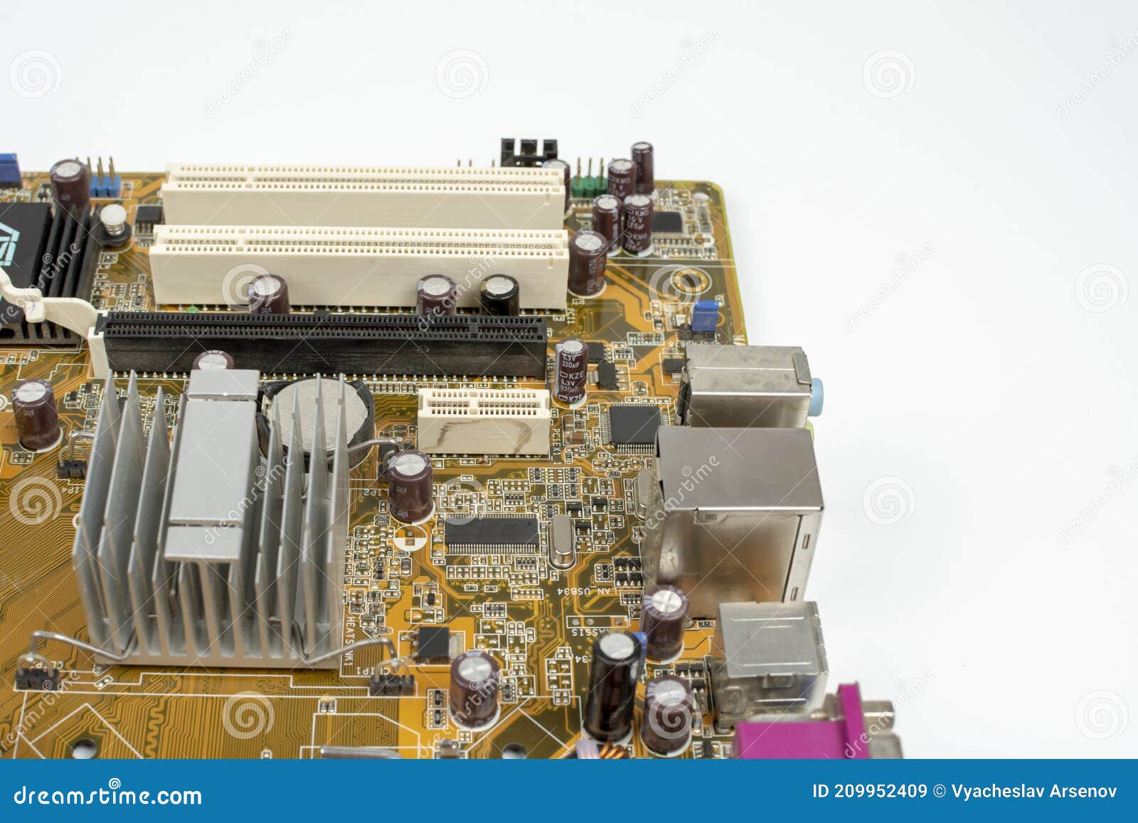 Personal Computer Motherboard Top View On White Background Stock Image ...