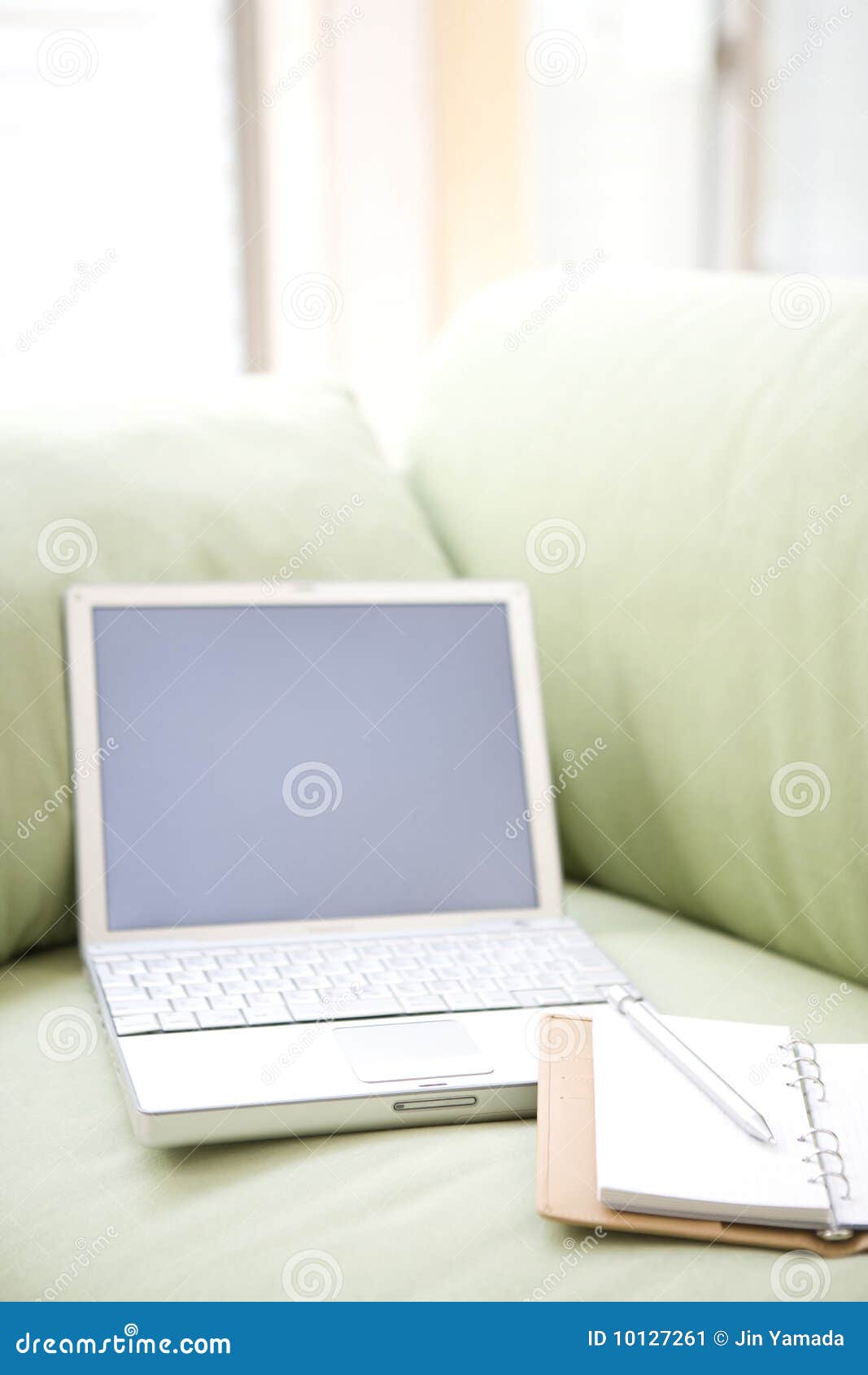 Personal Computer and Notebook Stock Image - Image of couch, living ...