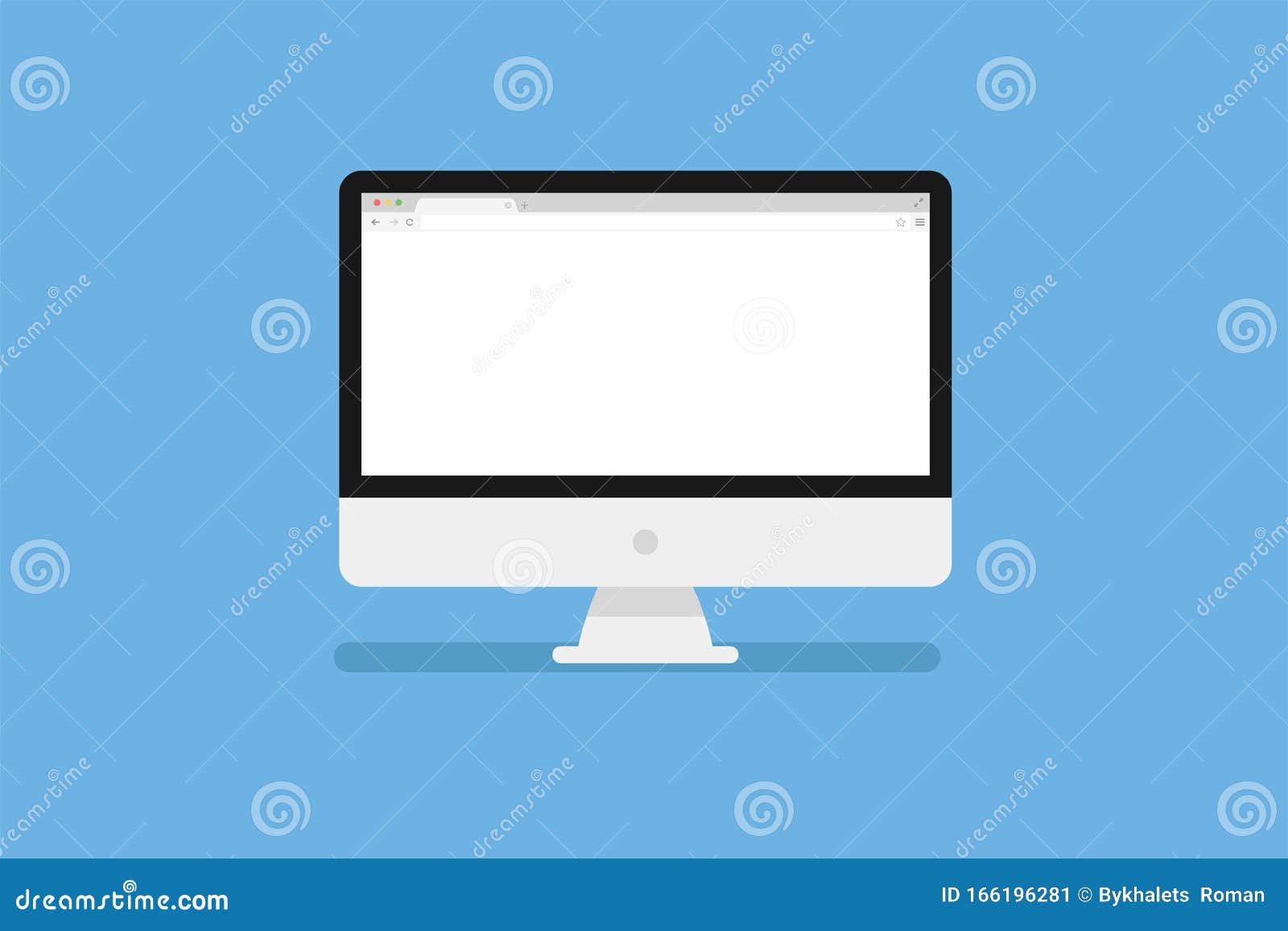 Personal Computer Screen with Browser Window in Trendy Flat Style ...