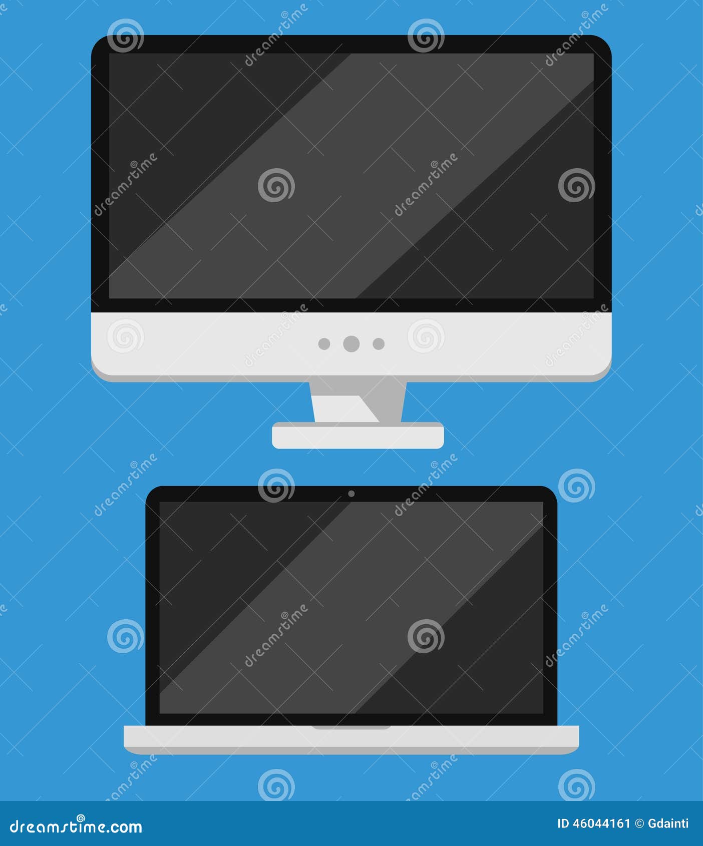 Personal Computer Screen and Laptop Flat Design Stock Vector ...