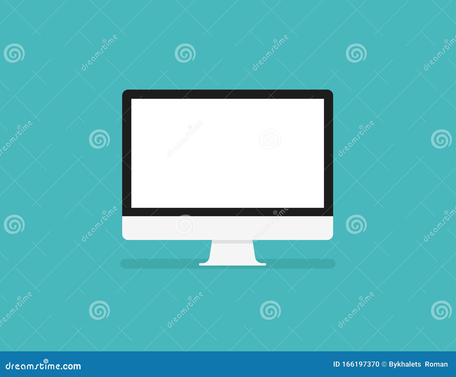 Personal Computer Screen in Trendy Flat Style Isolated on Blue ...