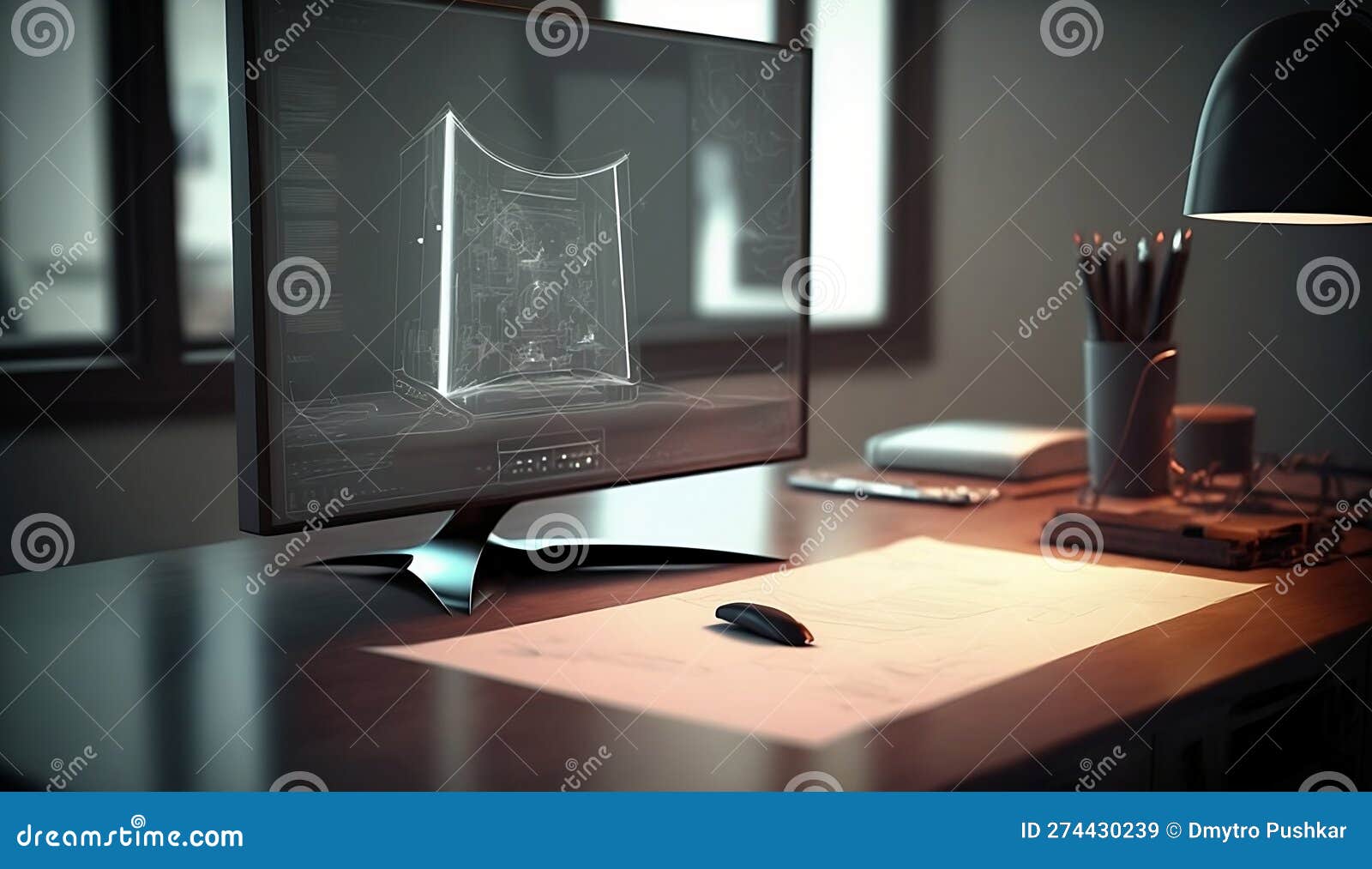 Personal Computer Screen on Which Graphic Design is Displayed. Ai ...