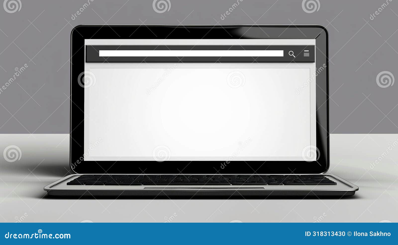 Personal Computer with a Search Bar Feature on the Laptop Screen Stock ...