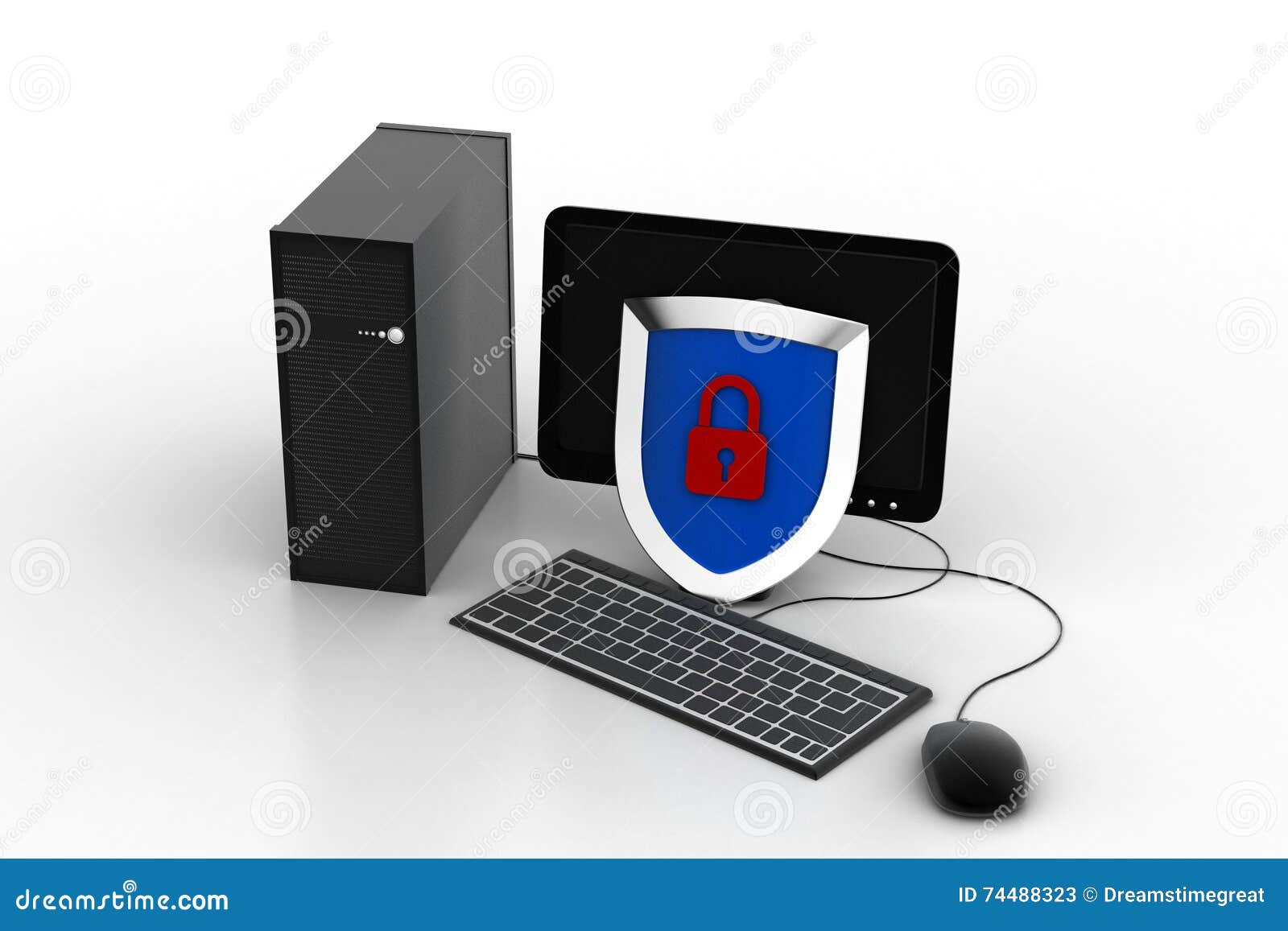 Personal Computer with Security System Stock Illustration ...