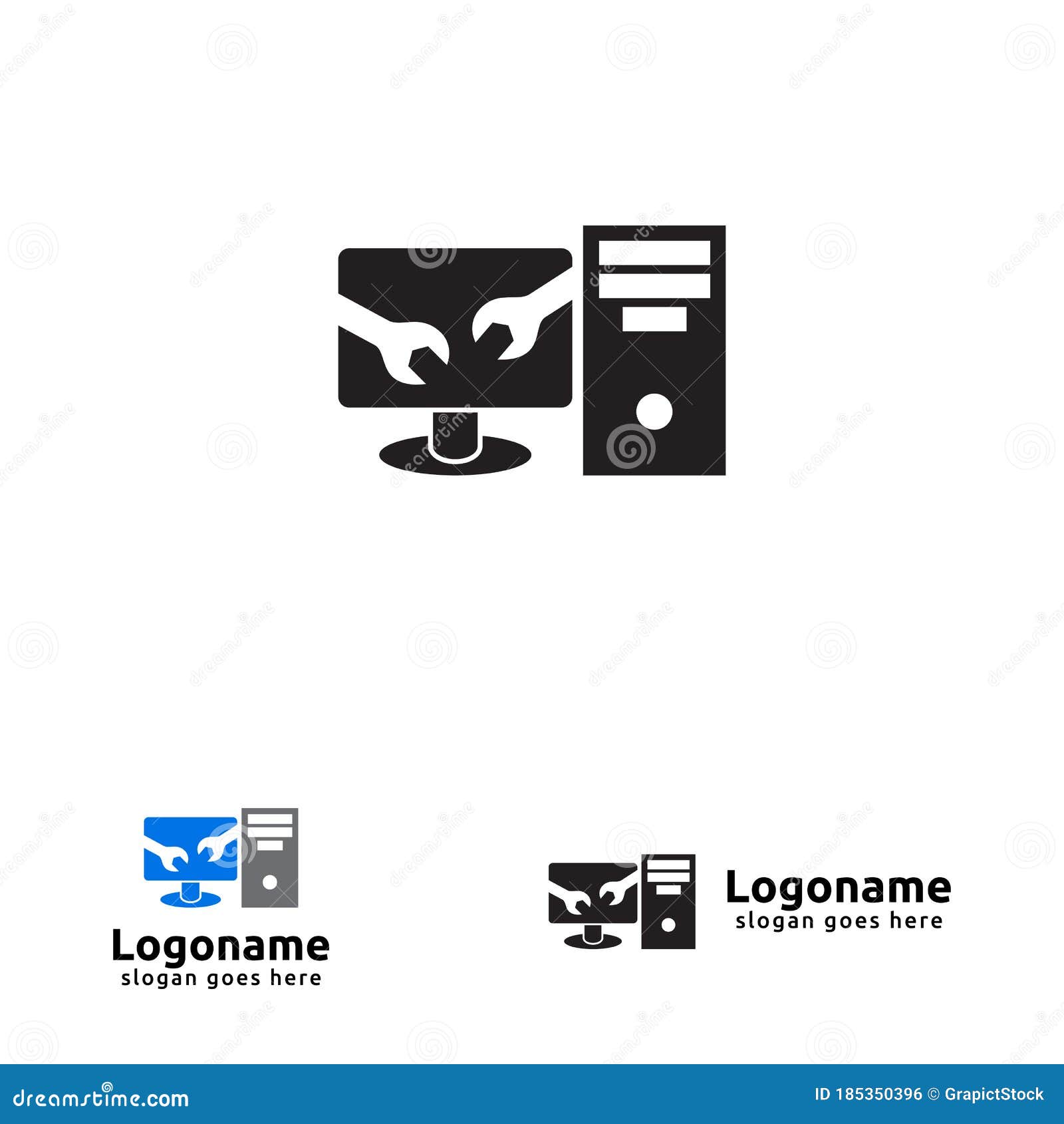 Personal Computer Service Icon. Computer Repair Logo Design Concept ...