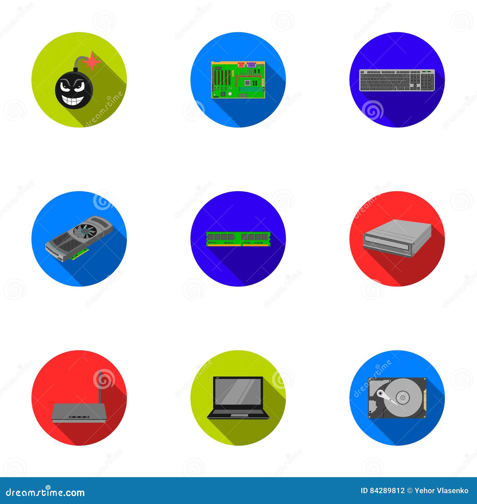 Personal Computer Set Icons in Flat Style. Big Collection of Personal ...