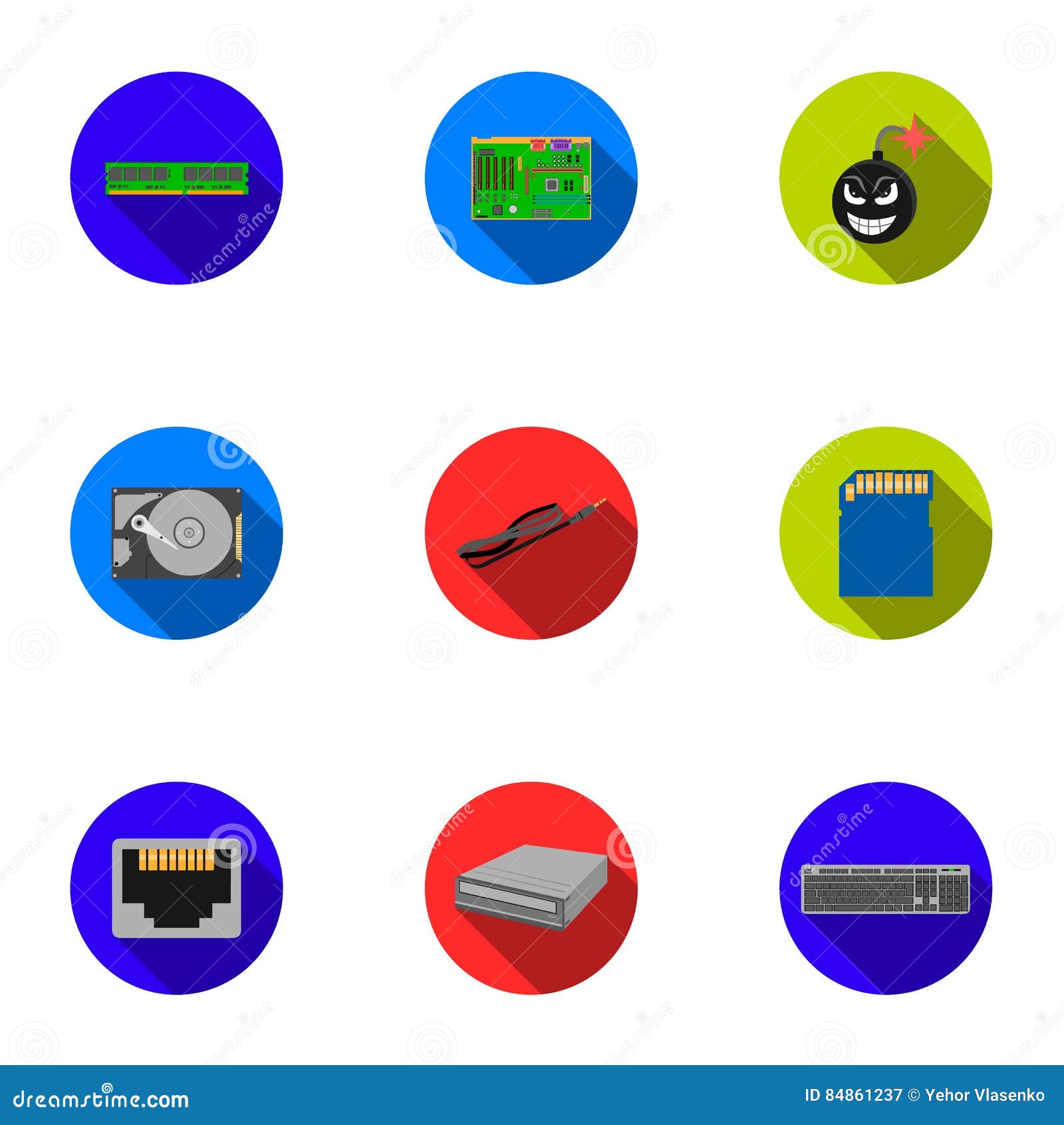 Personal Computer Set Icons in Flat Style. Big Collection of Personal ...