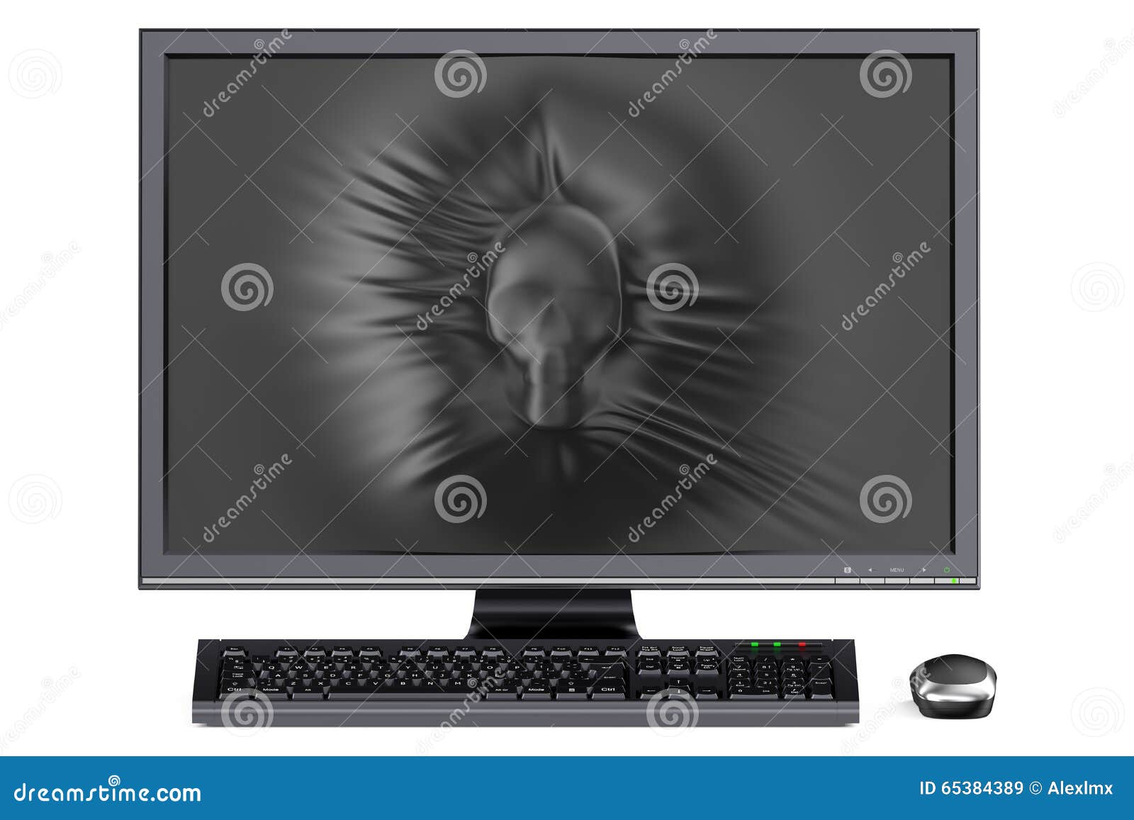 Personal Computer with a Skull Stock Illustration - Illustration of ...