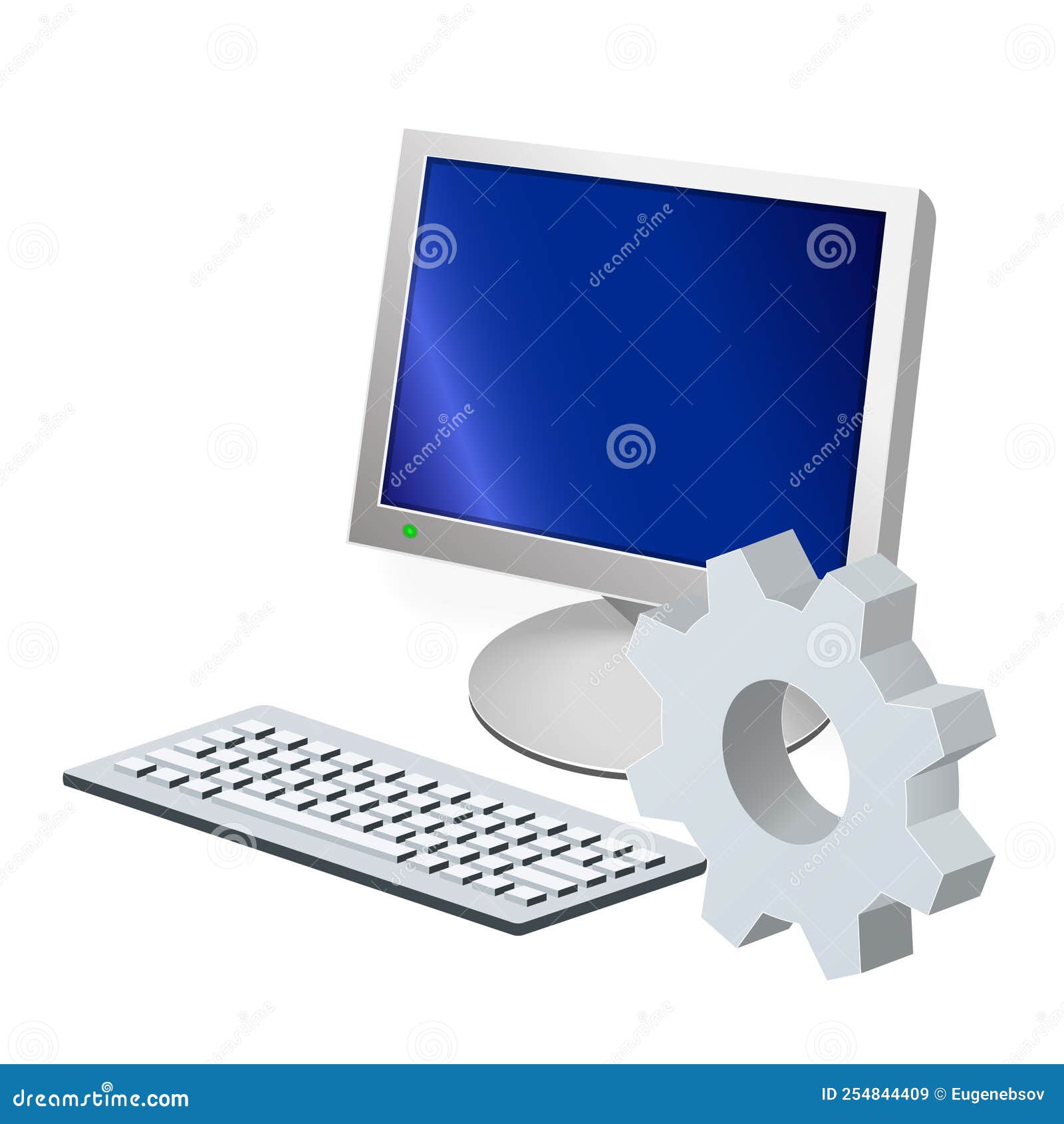 Personal Computer or System Unit with Gear Icon Settings Icon or Instruction Stock Vector ...