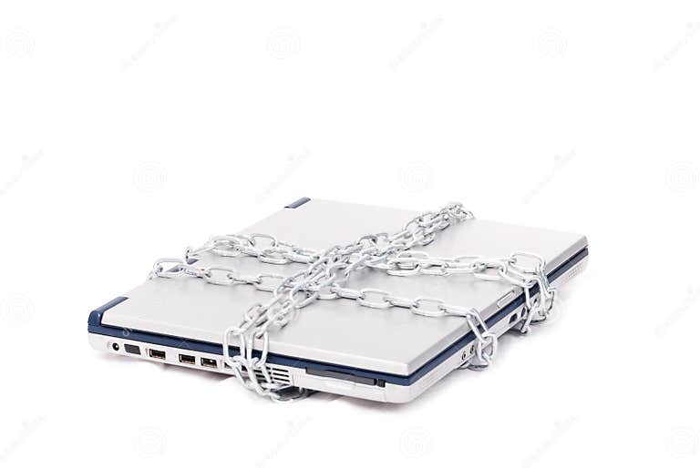 Personal Computer Tied by Chain Stock Image - Image of hardware, male ...