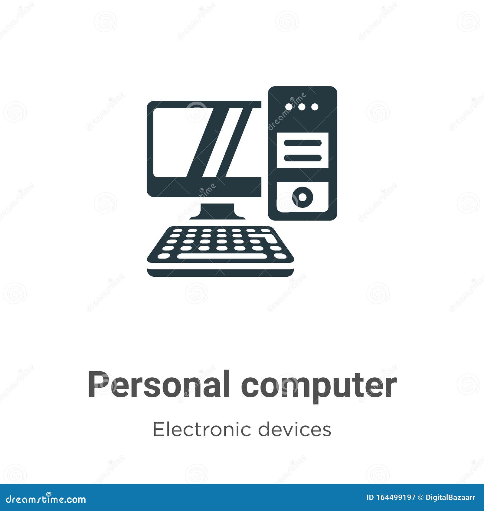 Personal Computer Vector Icon on White Background. Flat Vector Personal ...