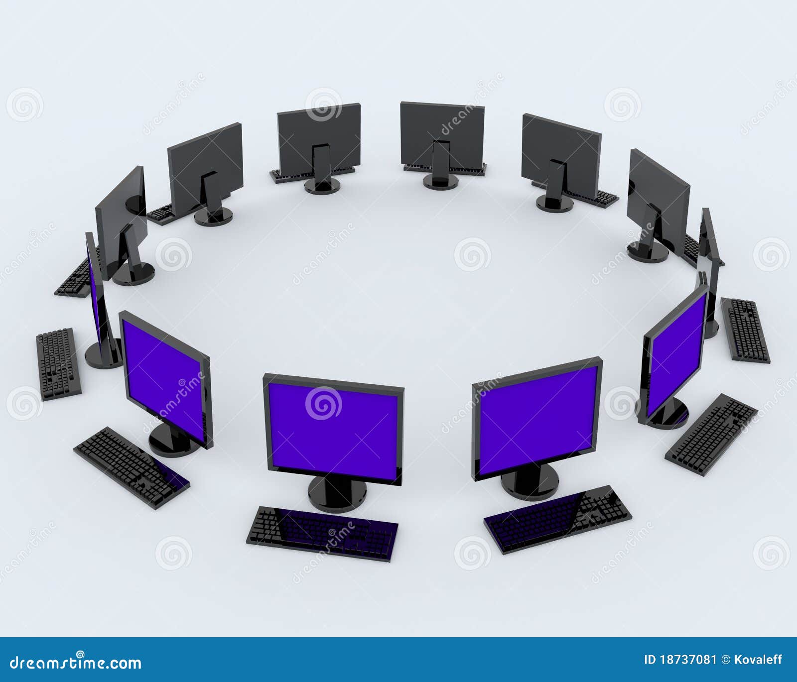 Personal Computers Around the .. Stock Illustration - Illustration of ...