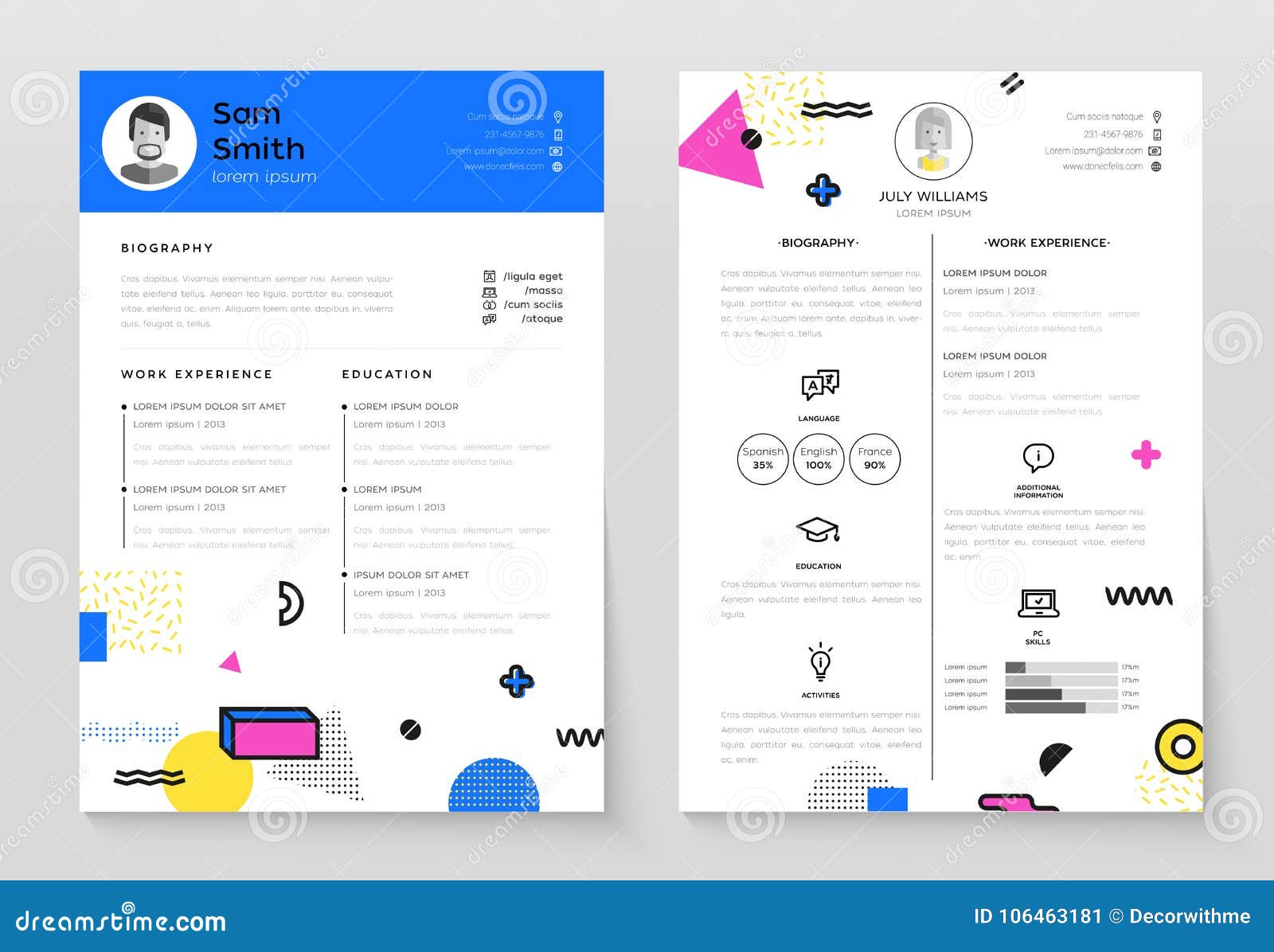 Personal CV- Set of Modern Vector Template Illustrations Stock Vector ...