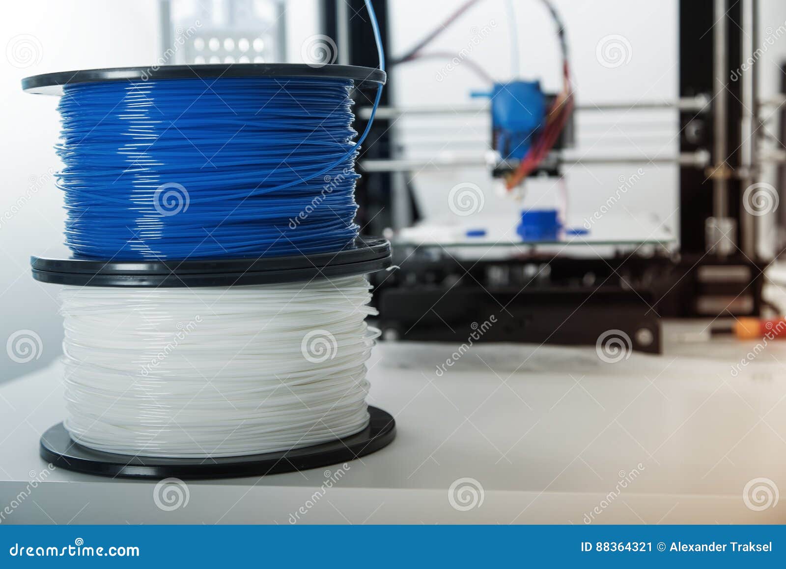 Personal 3d Printer and Abs or Pla Filament Coils Next To Him.. Stock ...