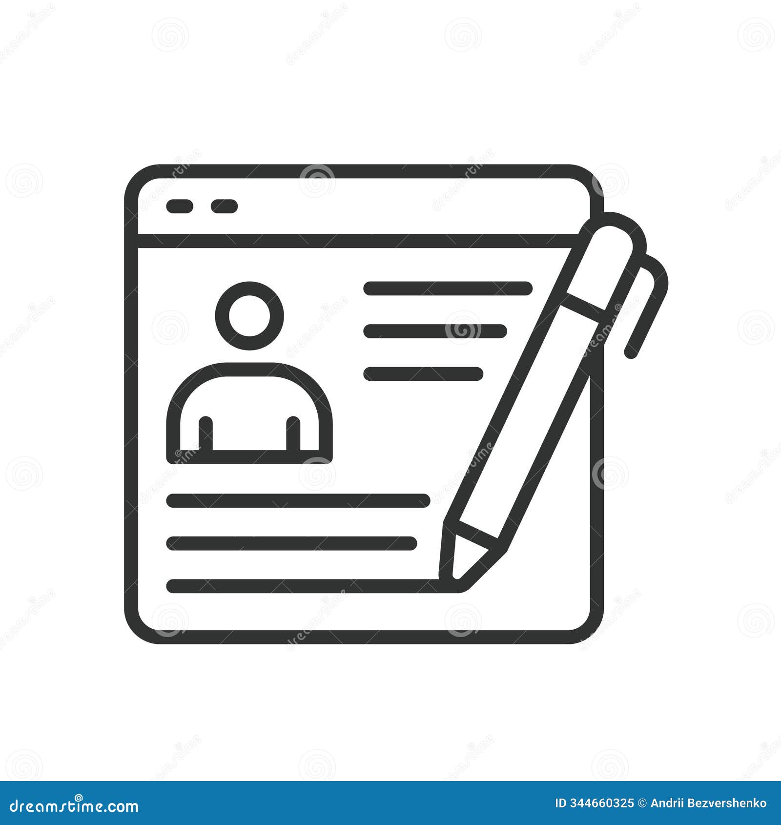 Personal Data Account Edit, Icon in Line Design. Personal, Data ...