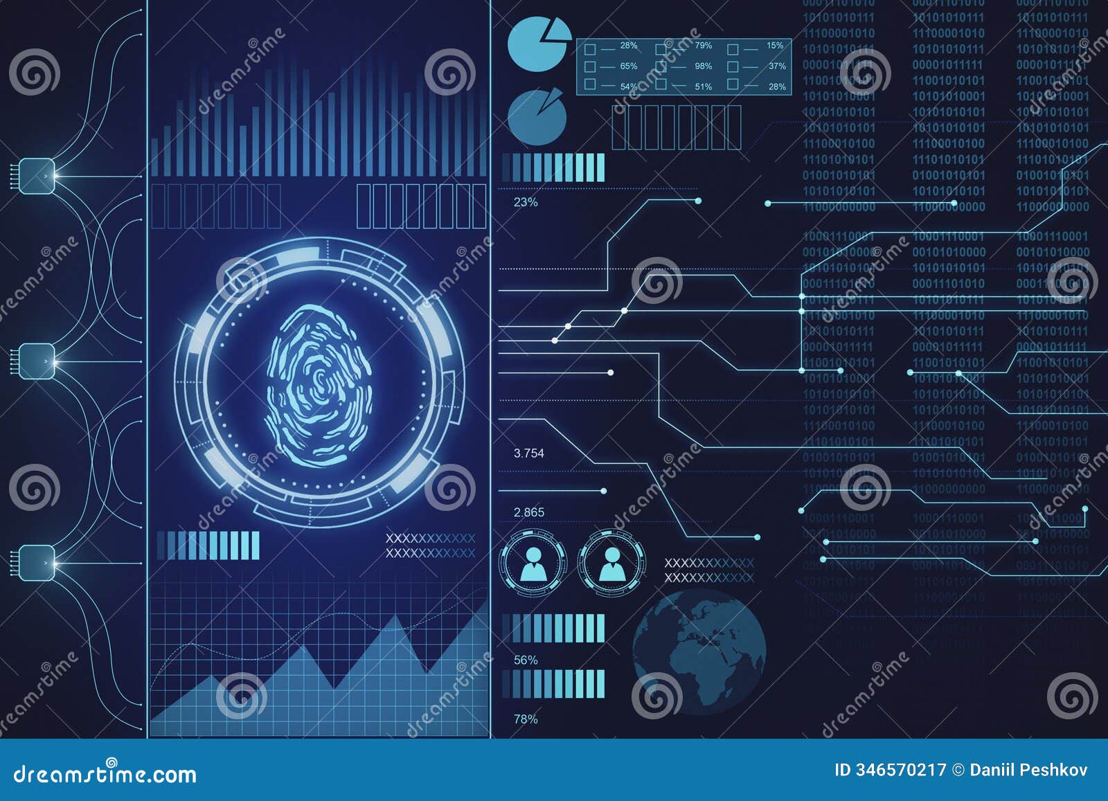 Personal Data and Biometric Identification Concept with Front View on ...