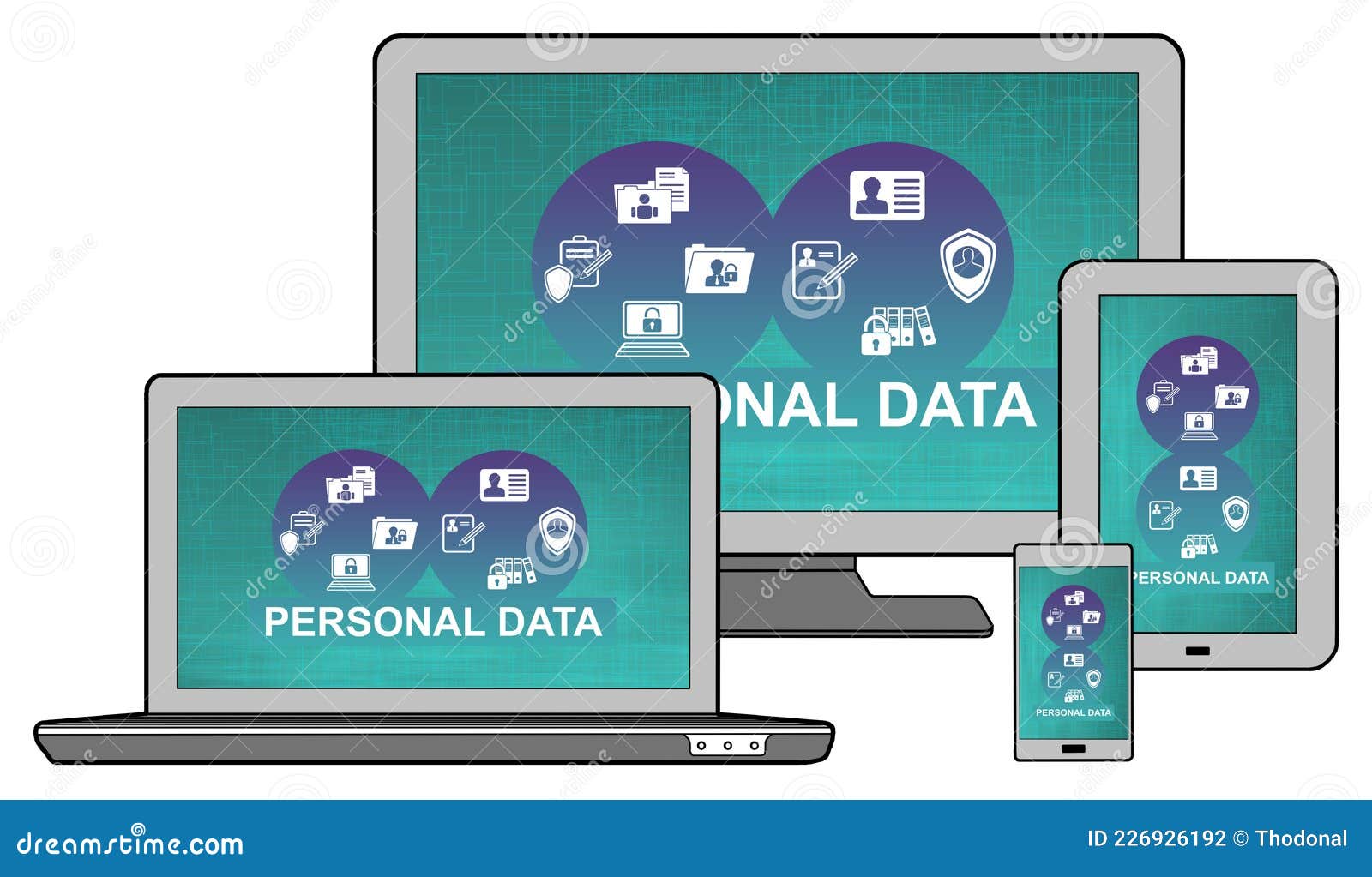 Personal Data Concept on Different Devices Stock Photo - Image of ...