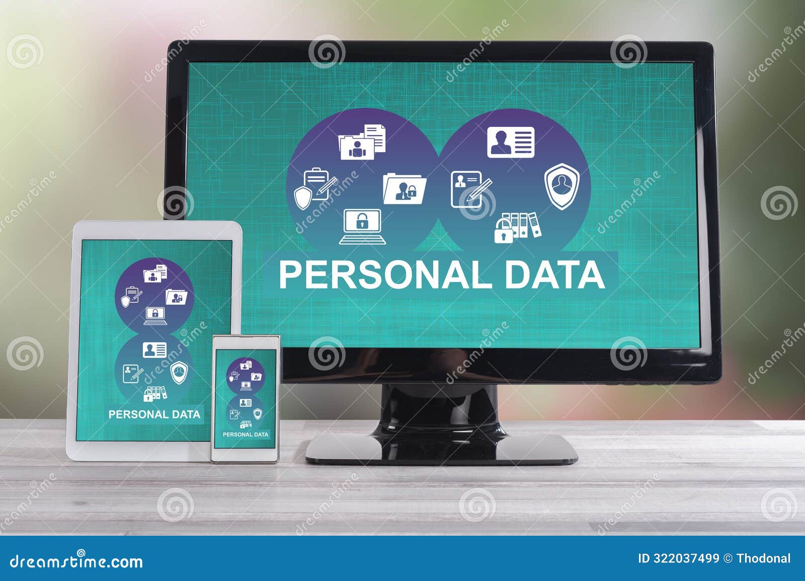 Personal Data Concept on Different Devices Stock Image - Image of ...