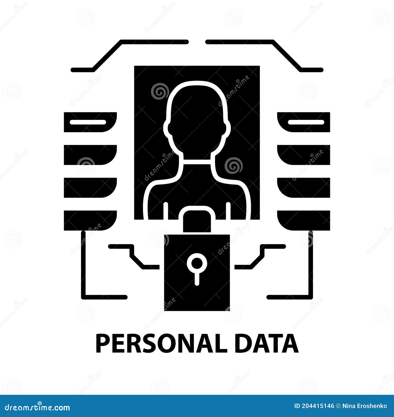 Personal Data Icon, Black Vector Sign with Editable Strokes, Concept ...