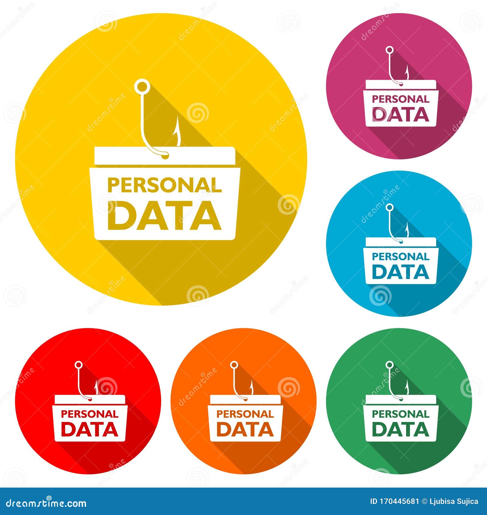 Personal Data Icon with Long Shadow Stock Vector - Illustration of ...