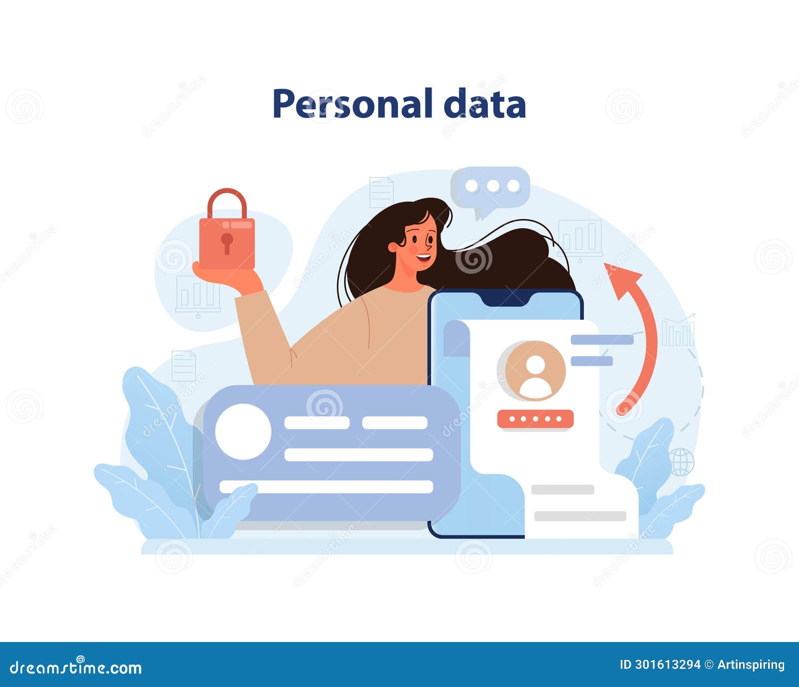 Personal Data Protection Concept. Flat Vector Illustration Stock ...
