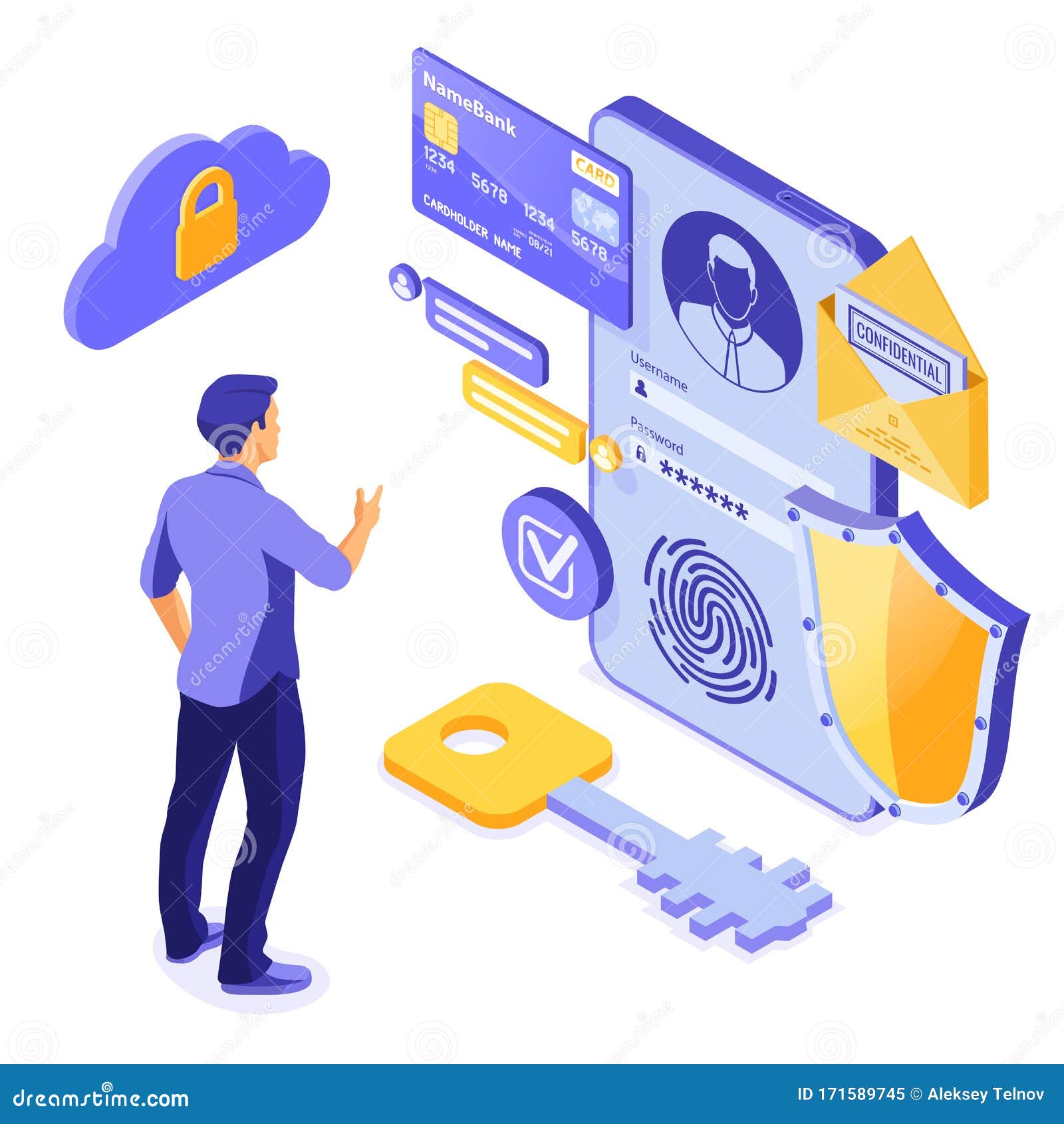 Personal Data Protection stock vector. Illustration of isolated - 171589745