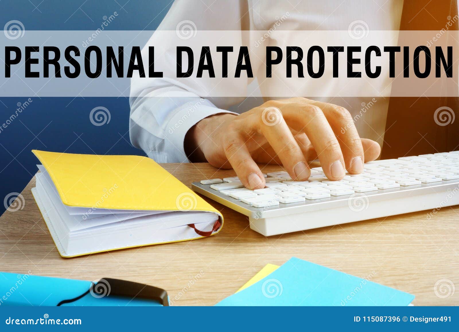 Personal Data Protection. Manager Typing on Keyboard. Stock Photo ...