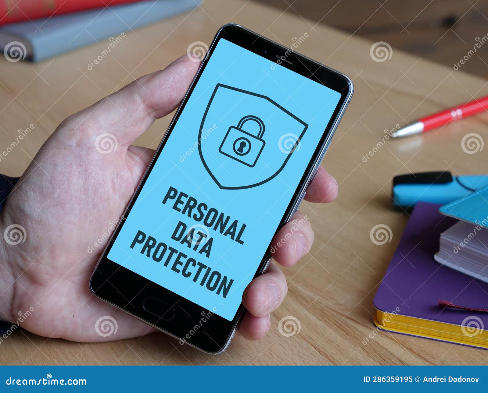 Personal Data Protection is Shown Using the Text on the Screen of the ...