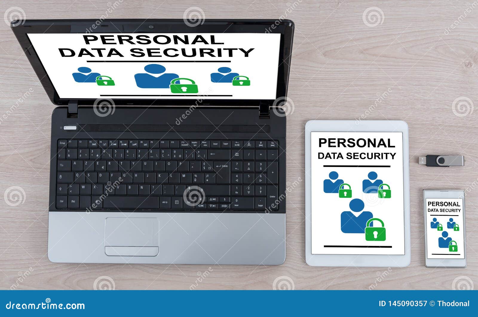 Personal Data Security Concept on Different Devices Stock Image - Image ...