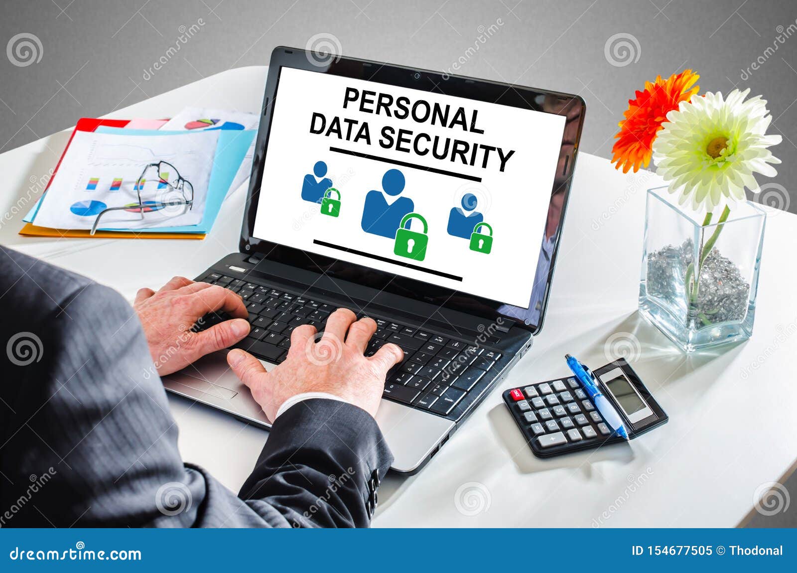 Personal Data Security Concept on a Laptop Screen Stock Image - Image ...