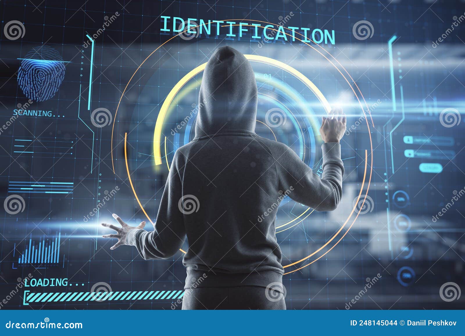 Personal Data and Security of Future Technology Concept with Back View ...